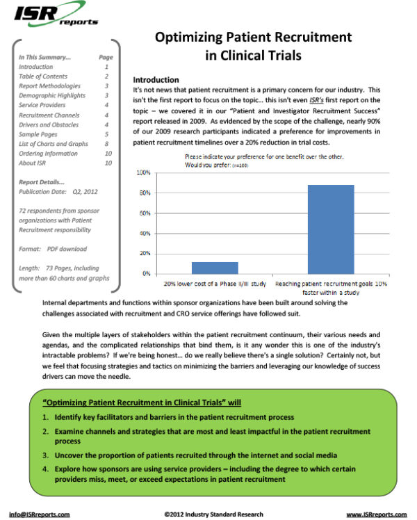 Optimizing Patient Recruitment in Clinical Trials - Industry Standard Research